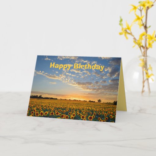 Happy Birthday Sunflowers at Sunset Card | Zazzle