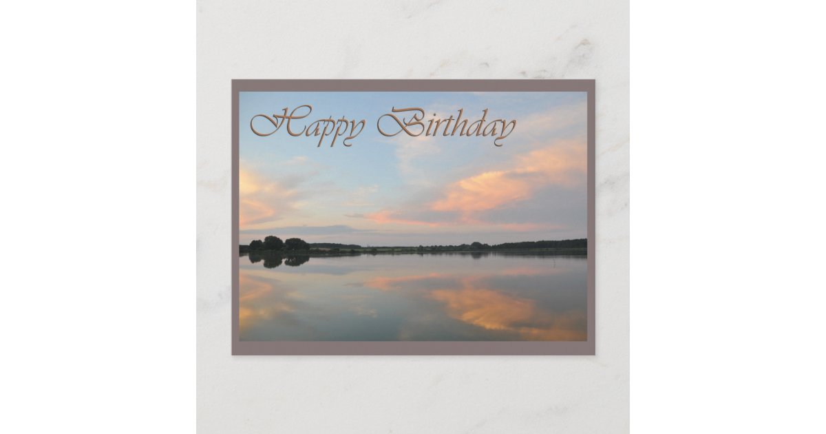 Happy birthday sunrise at the lake postcard | Zazzle