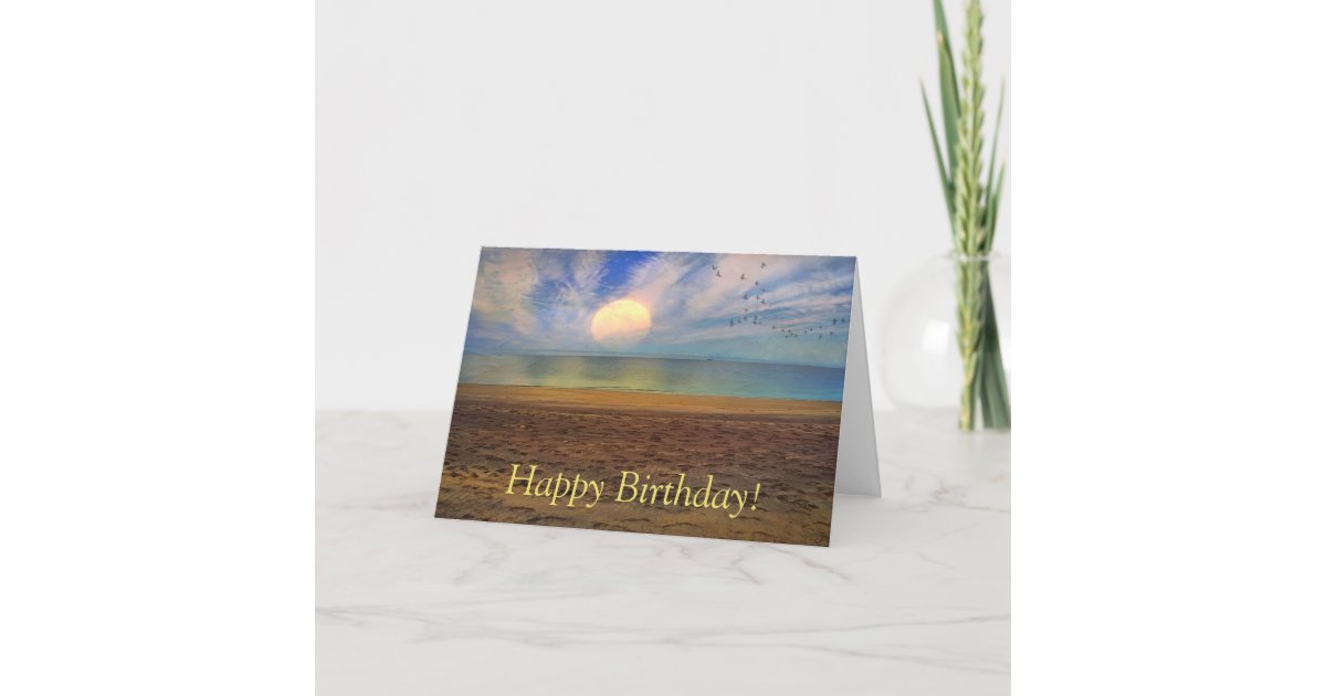 Happy Birthday Sunset Beach Card | Zazzle