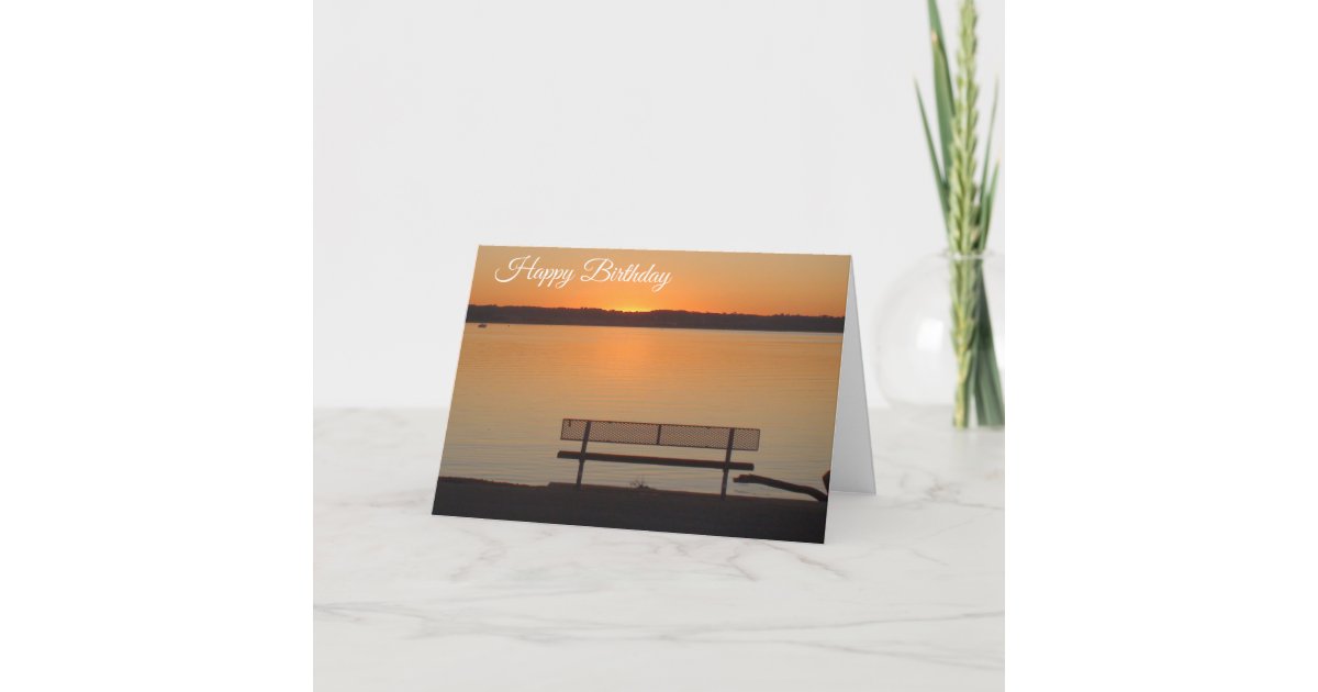 Happy Birthday Sunset over the River Birthday Card | Zazzle