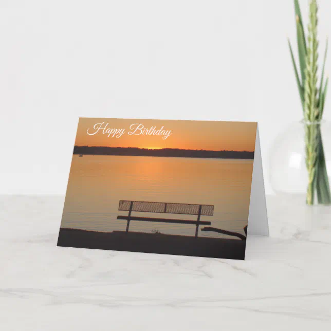 Happy Birthday Sunset over the River Birthday Card | Zazzle