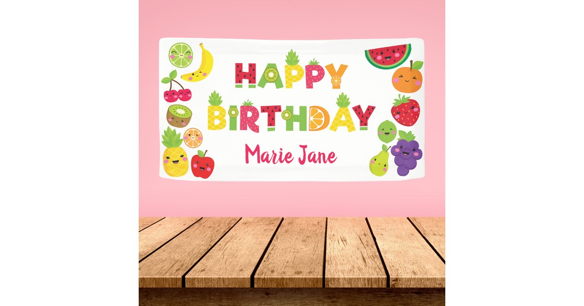 Happy Birthday sweet fruit Banner | Zazzle