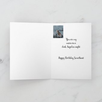 Happy Birthday Sweetheart Howling Wolf Moon Quote Card | Zazzle