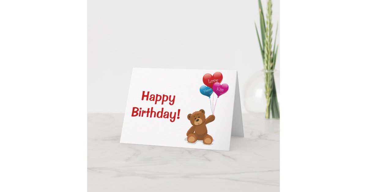 Happy Birthday Teddy Bear Greeting Card | Zazzle