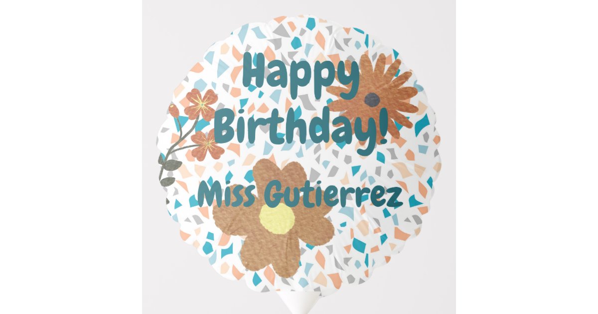 Happy Birthday Terrazzo Confetti Paper Flowers Balloon | Zazzle