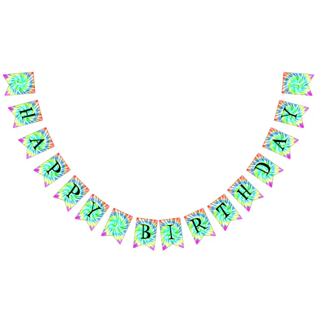 Happy Birthday Tie Dye Design Bunting Flags Banner | Zazzle