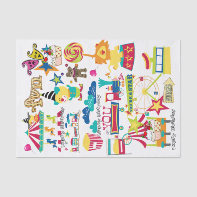 Happy Birthday Tissue Paper Carnival Circus | Zazzle