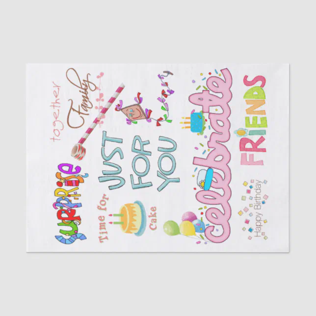 Happy Birthday Tissue Paper Friends FamilySurprise | Zazzle