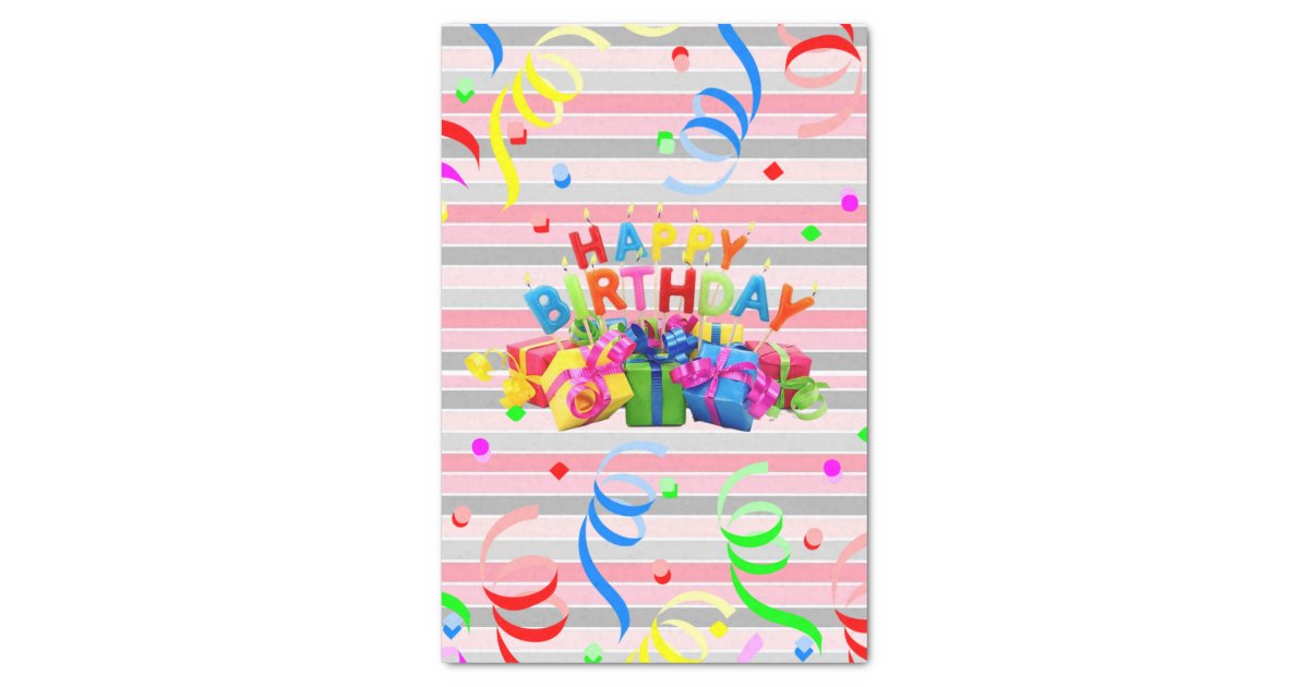 Happy Birthday Tissue Paper Stripe | Zazzle