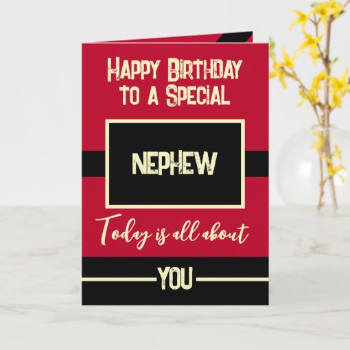 Happy Birthday to a special nephew red black Card | Zazzle
