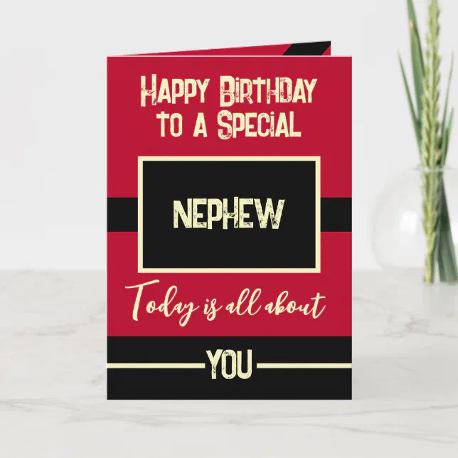 Happy Birthday to a special nephew red black Card | Zazzle