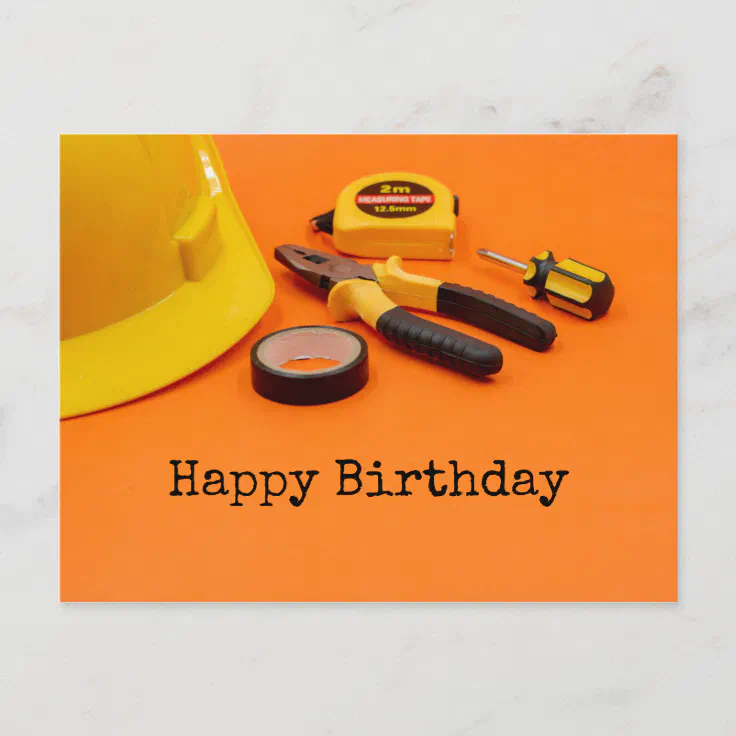 Happy Birthday to Mechanic with tools plier tape Postcard | Zazzle