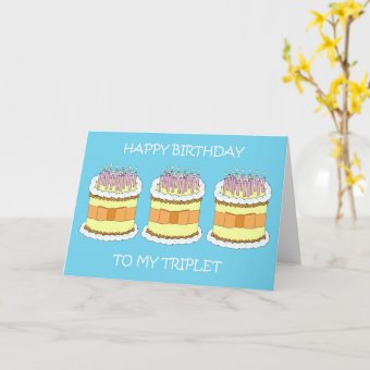 Happy Birthday to My Triplet Card | Zazzle