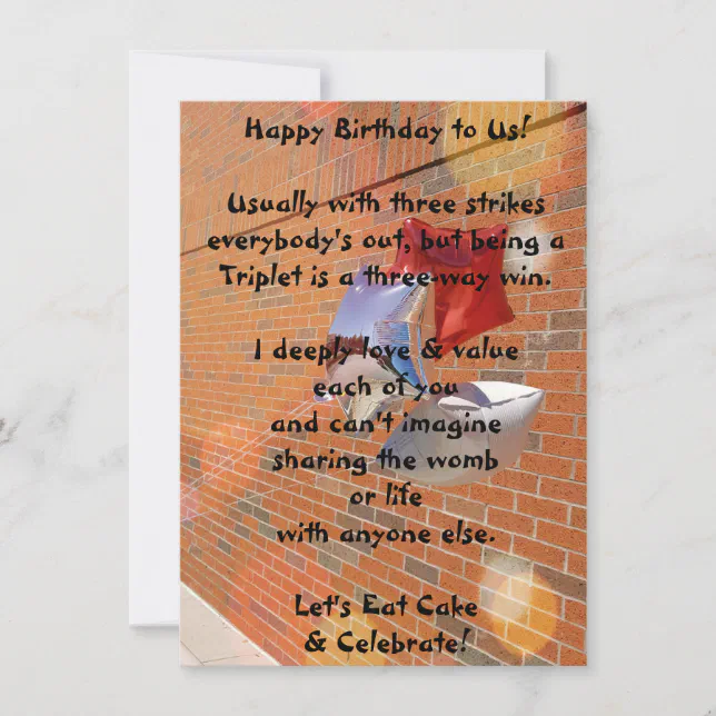 Happy Birthday to Us Triplets Flat Card | Zazzle