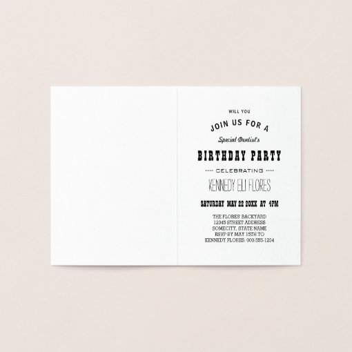 Happy Birthday Tooth with Candles Foil Card | Zazzle