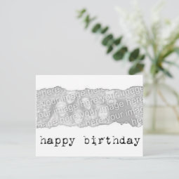 happy birthday (torn paper) postcard | Zazzle