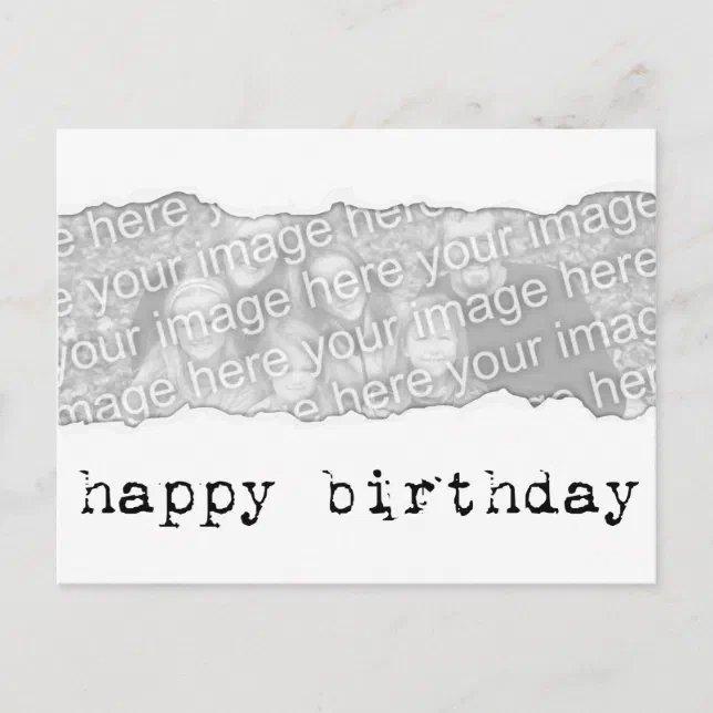 happy birthday (torn paper) postcard | Zazzle