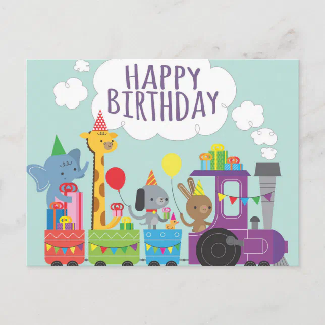 Happy Birthday Train Postcard | Zazzle