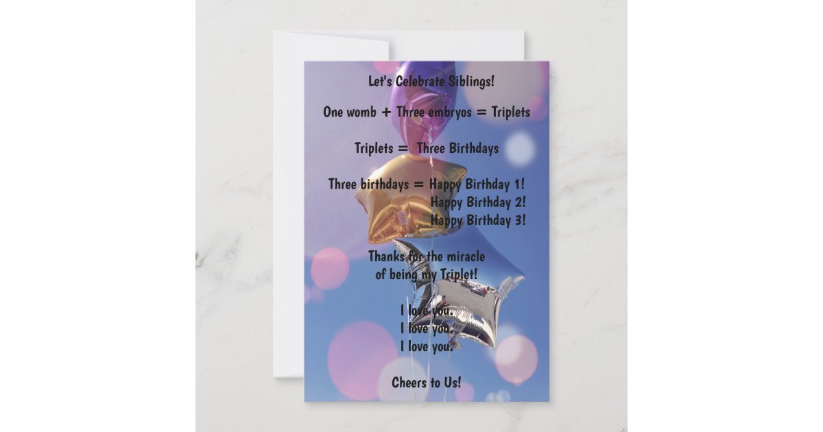 Happy Birthday Triplets! Flat Greeting Card | Zazzle