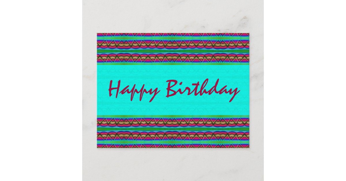 Happy Birthday turquoise red Postcard | Zazzle