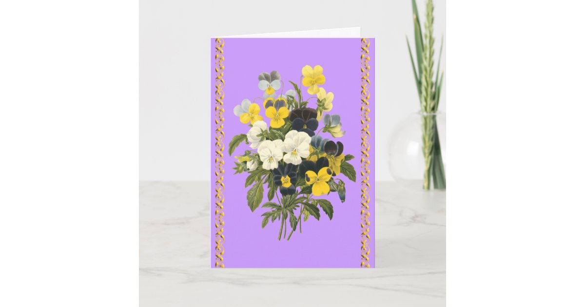 Happy Birthday Violets Botanical Flowers Card | Zazzle