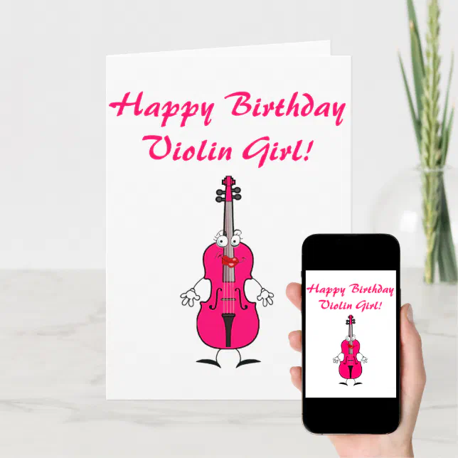 Happy Birthday Violin Girl Card | Zazzle
