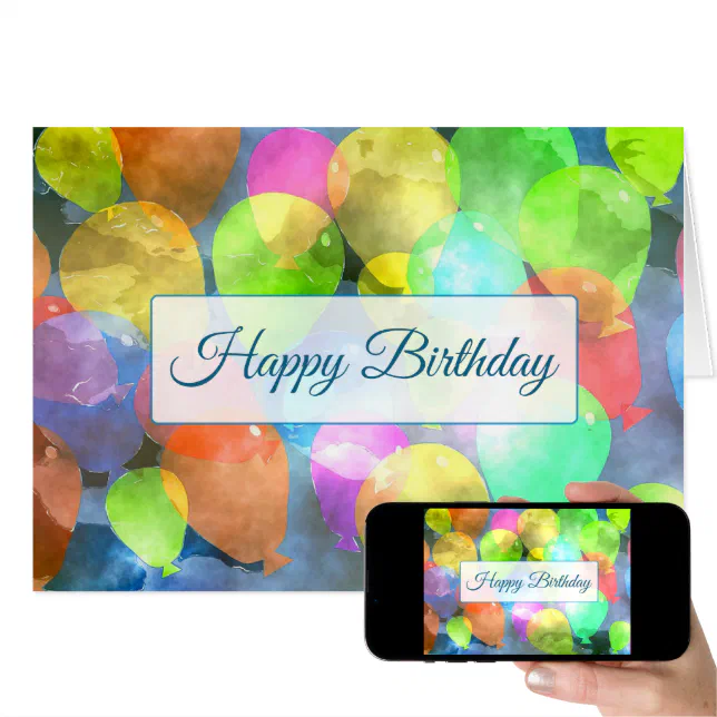 Happy Birthday Watercolor Balloons Card | Zazzle