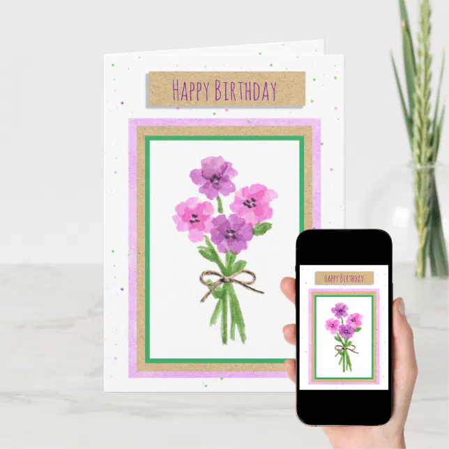Happy Birthday Watercolor Flowers Card | Zazzle