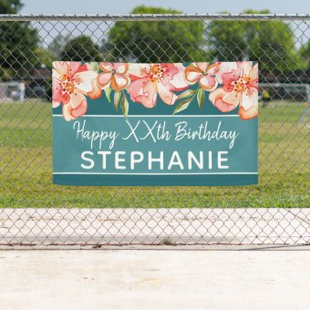 Happy Birthday - Watercolor Painted Flowers Banner | Zazzle