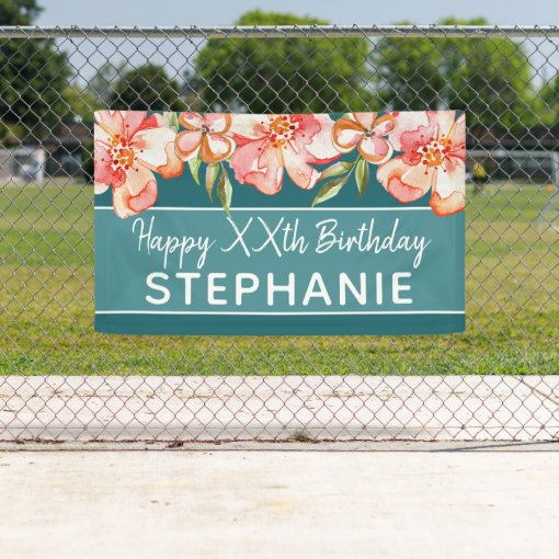 Happy Birthday - Watercolor Painted Flowers Banner | Zazzle