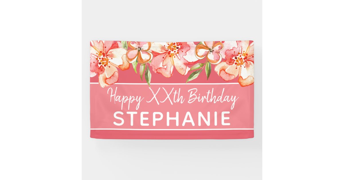 Happy Birthday - Watercolor Painted Flowers text Banner | Zazzle.com