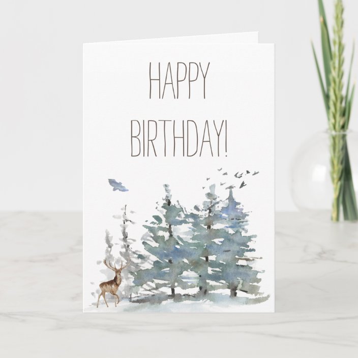 Happy Birthday Watercolor Woodland Forest Card | Zazzle.com