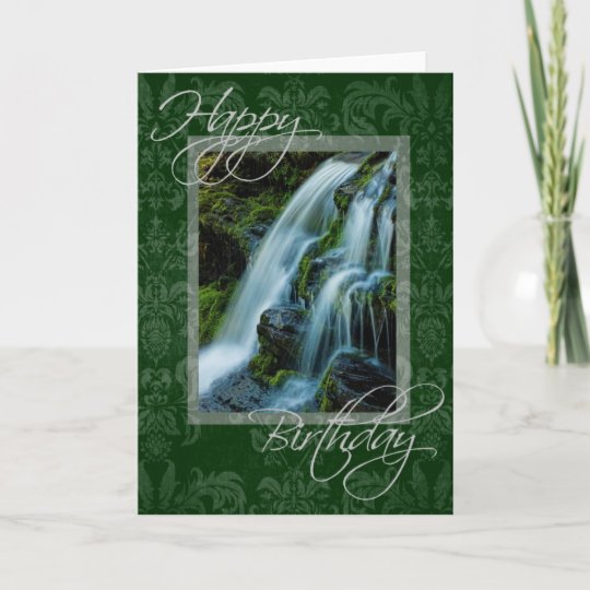Happy Birthday Waterfall Scene Card | Zazzle.com