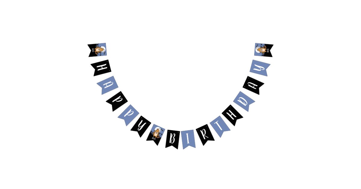Happy Birthday Werewolf Full Moon and Bats Bunting Flags | Zazzle