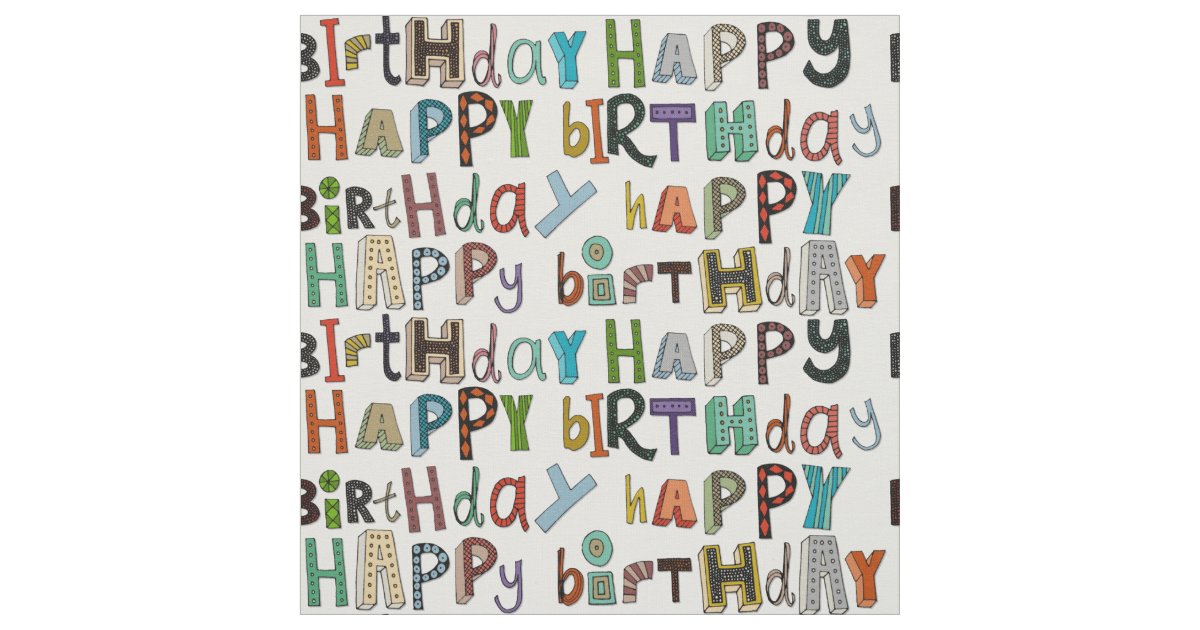 happy birthday white fabric | Zazzle