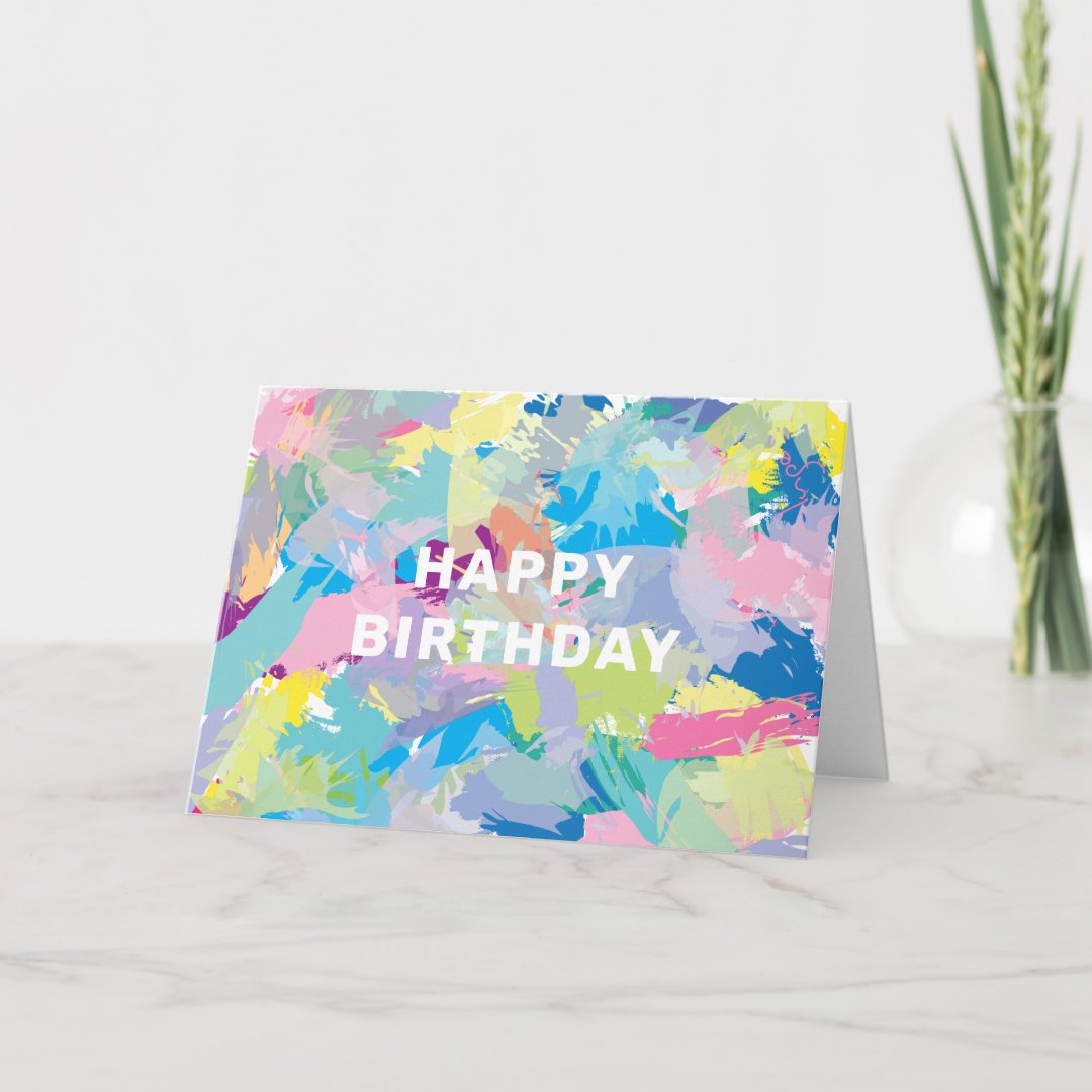 Happy Birthday Wishes Abstract Modern Art Card | Zazzle