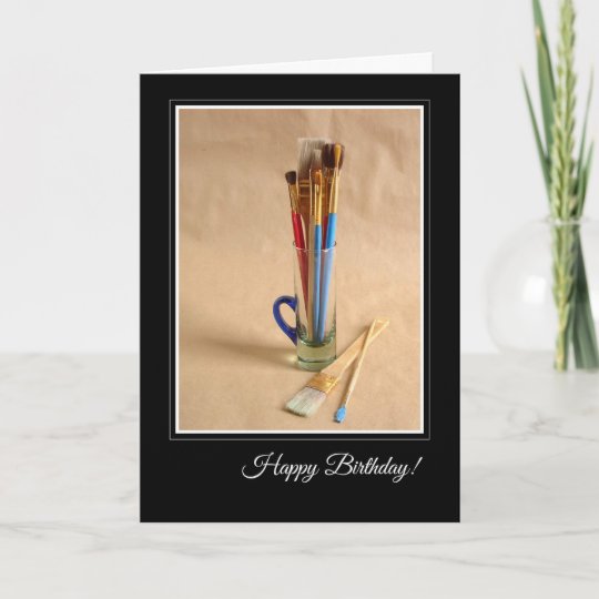 Happy Birthday with Artist's Paintbrushes Card | Zazzle.com