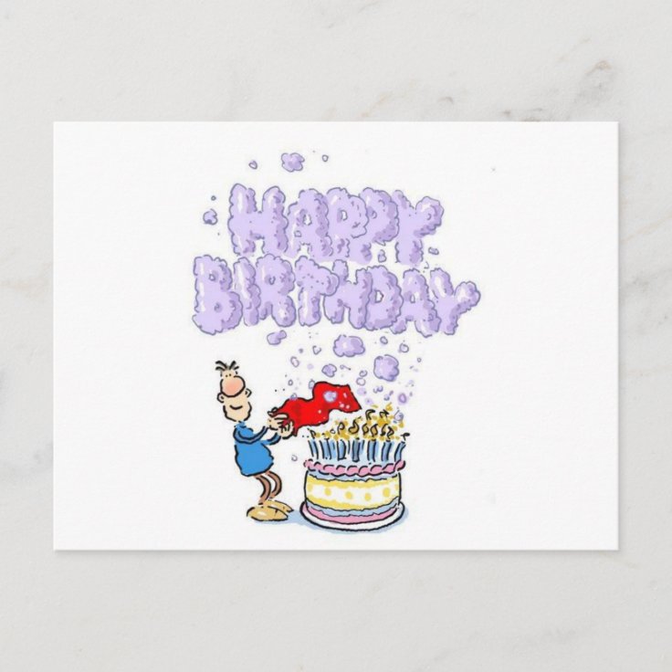 Happy Birthday with birthday cake candles Postcard | Zazzle