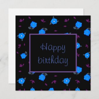 Happy birthday with blue flowers | Zazzle