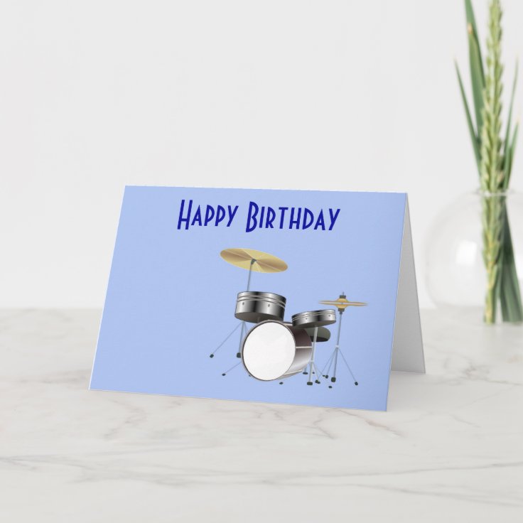 Happy Birthday with drum kit for musician drummer Card | Zazzle