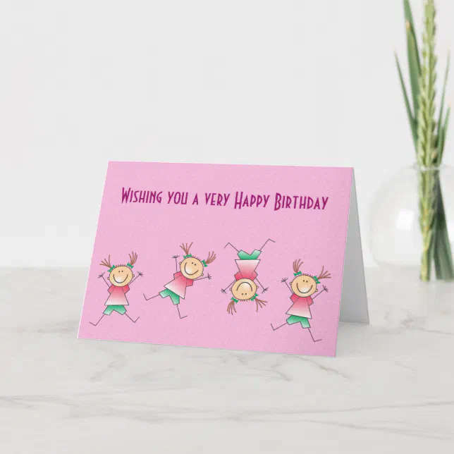 Happy Birthday with girl doing handstand Card | Zazzle