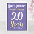 Happy Birthday with Name & Age 20 Years Card | Zazzle