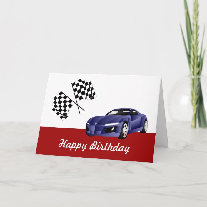 Happy Birthday with racing car Card | Zazzle.com