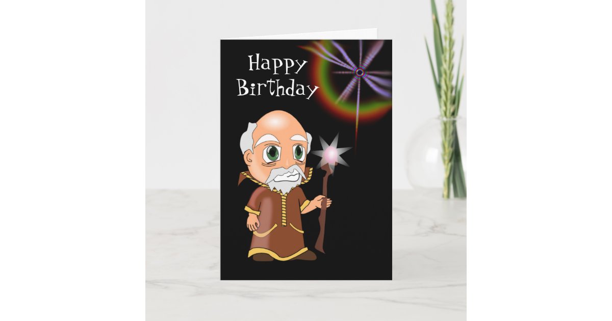 Happy Birthday with wizard magical birthday Card | Zazzle