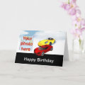 Happy birthday with yellow and red racing cars card | Zazzle