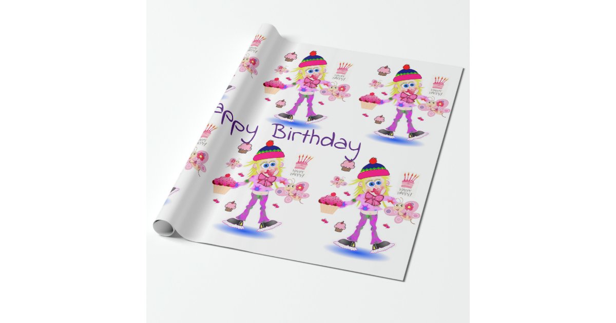 Happy Birthday Wrapping Paper Wacky Girl | Zazzle