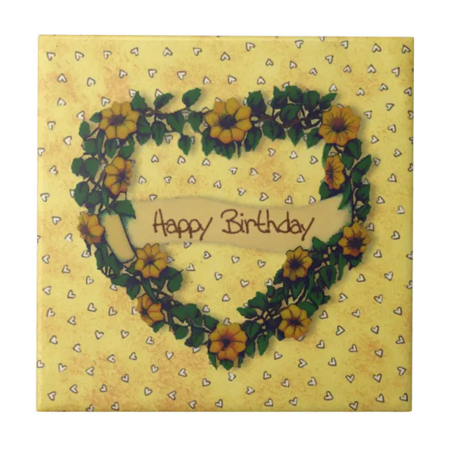 Happy Birthday Wreath Tile | Zazzle