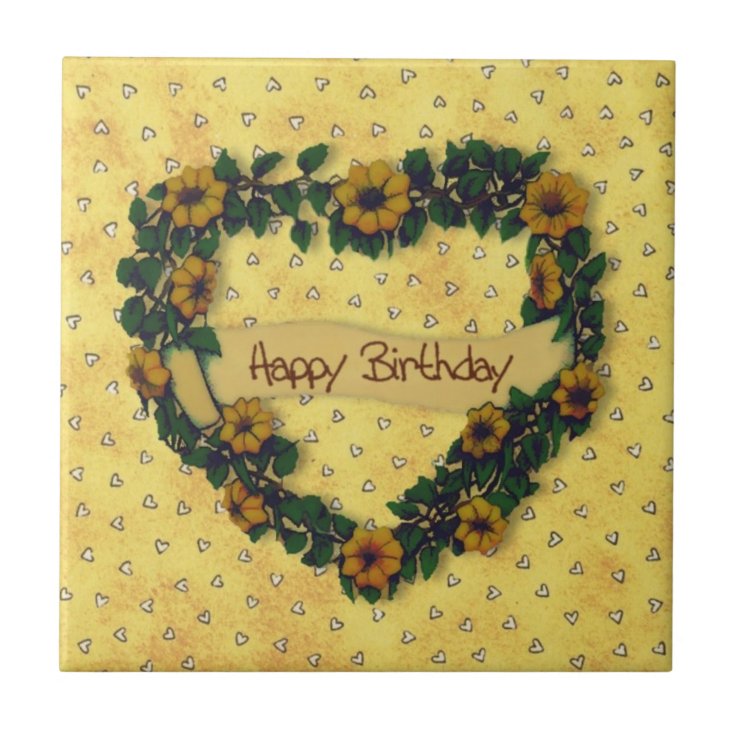 Happy Birthday Wreath Tile | Zazzle