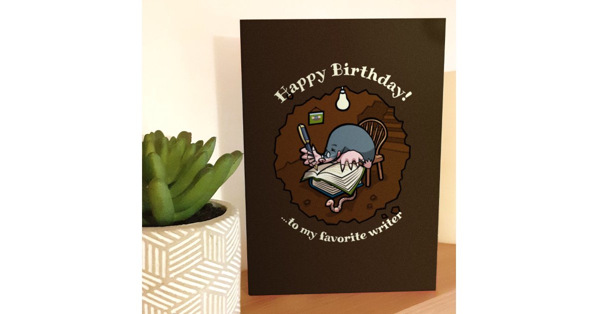 Happy Birthday Writer Cute Mole Writing Book | Zazzle
