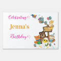 Happy Birthday Yard Sign Fox Teddy Bear Chicks | Zazzle